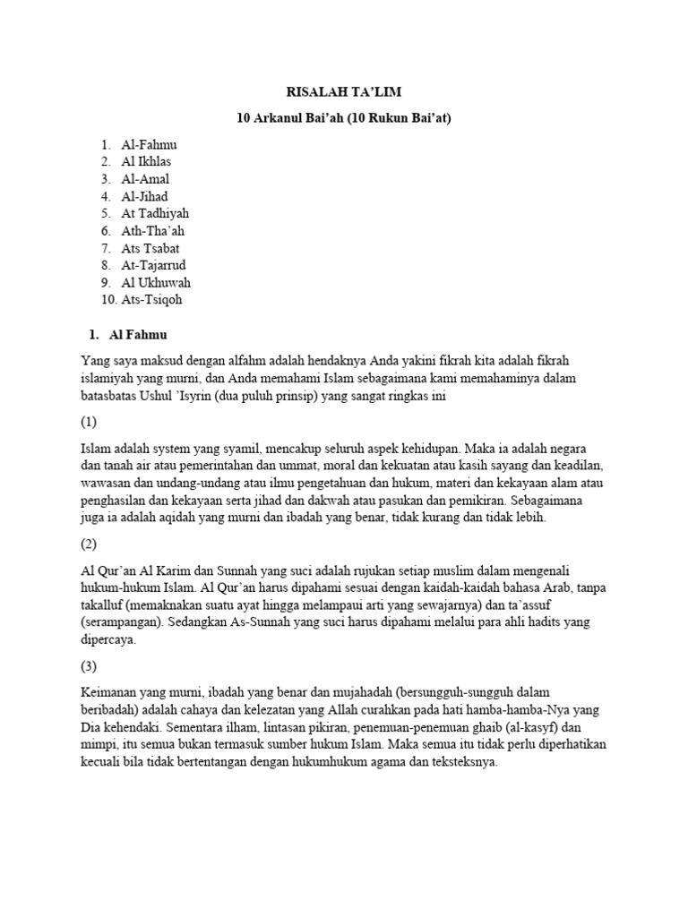 Risalah Ta'lim | PDF