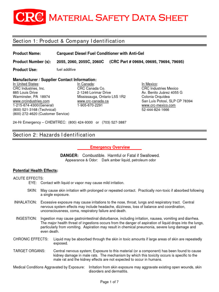CRC Industries Incorporated - Carquest Diesel Fuel Conditioner With ...