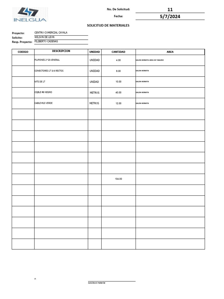 Pedido 11 Centro Comercial Cayala | PDF