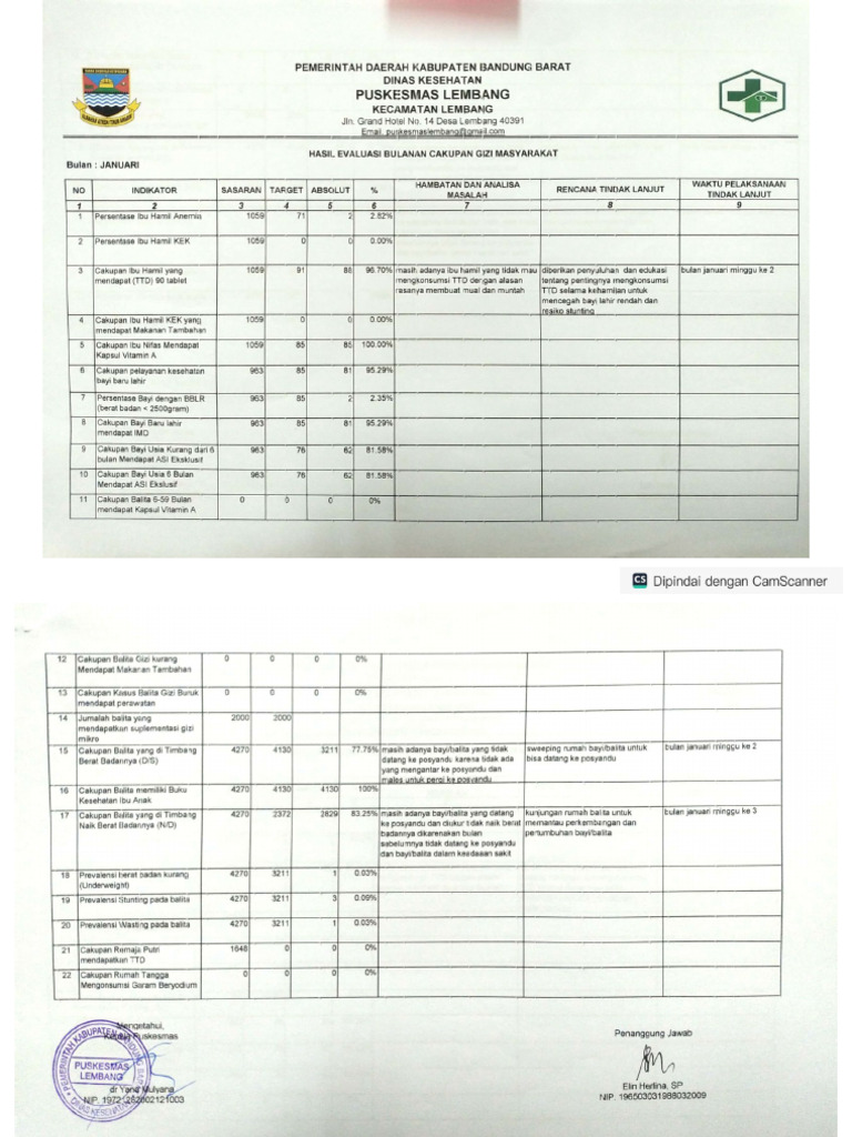 MONEV DAN RTL CAKUPAN GIZI 2023 | PDF