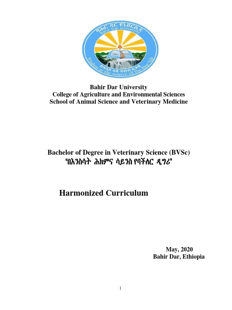 Harmonized BVSC Curriculum For MoSHE | PDF | Veterinary Medicine ...