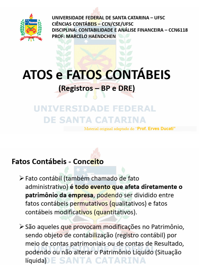 Fatos e Registros Contábeis | PDF | Contabilidade | Balancete