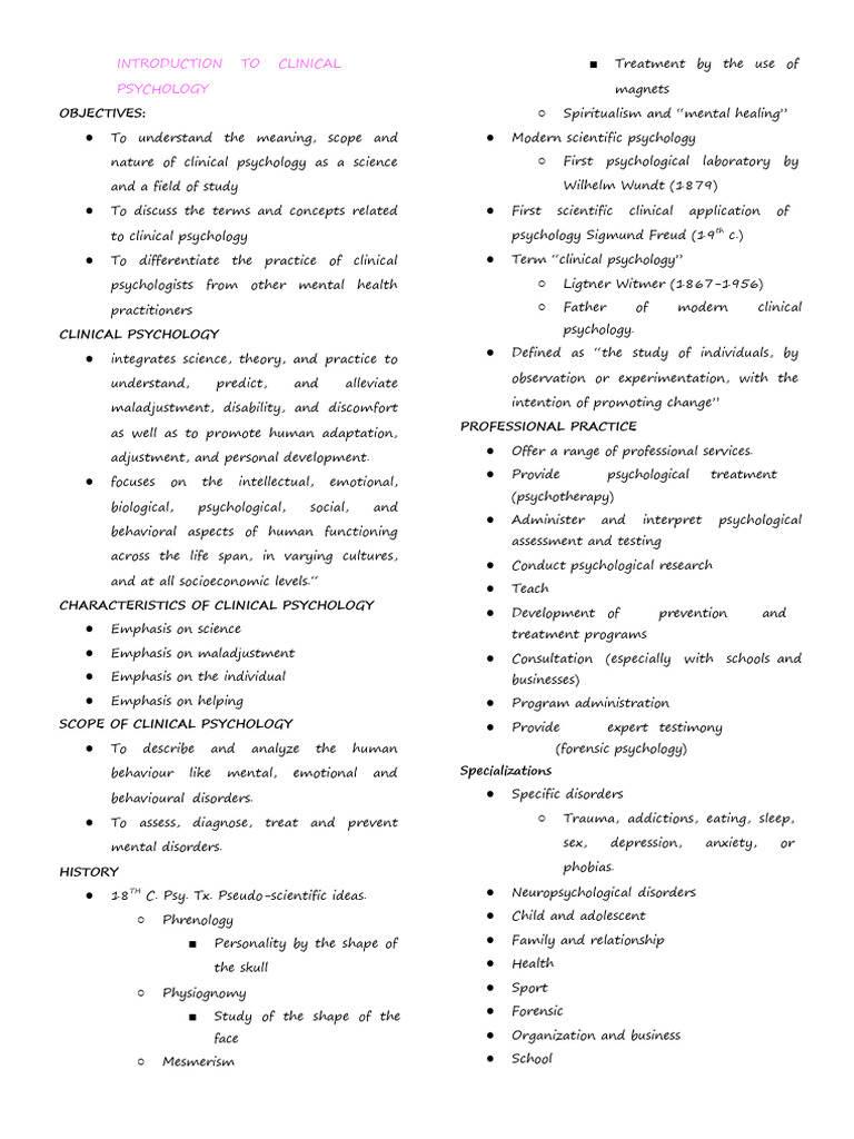 Introduction to Clinical Psychology | PDF | Psychology | Clinical ...