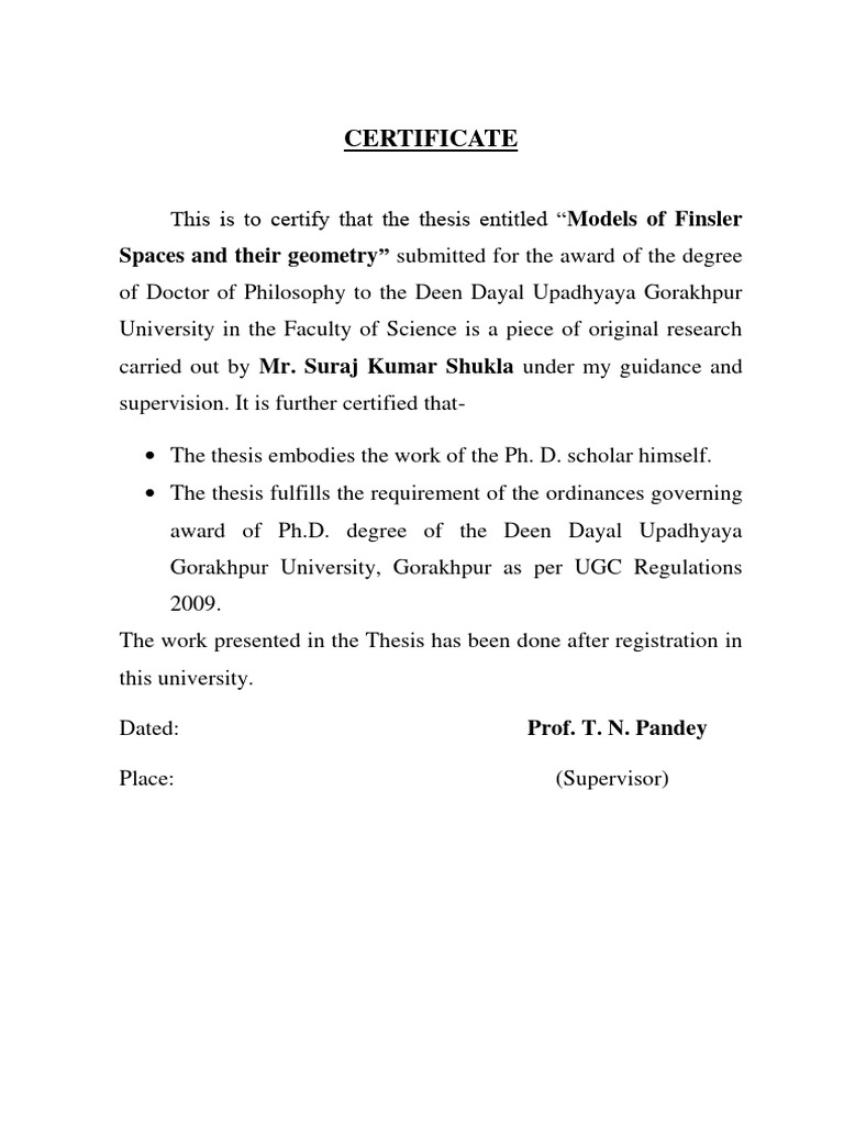 PhD Thesis Certification | PDF