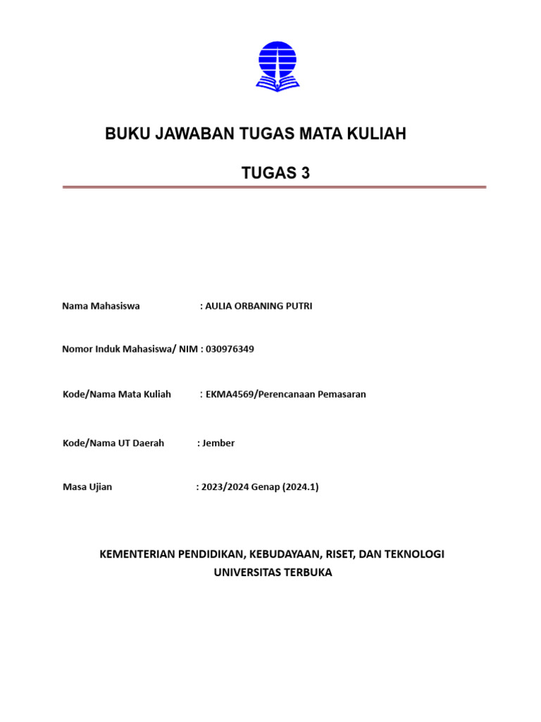 BJT - Umum - EKMA4569 - Perencanaan Pemasaran - TMK 3 | PDF