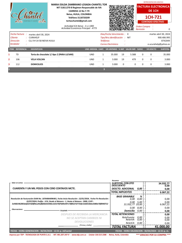 Factura 1CH721 | PDF | Tecnología bancaria | Pagos