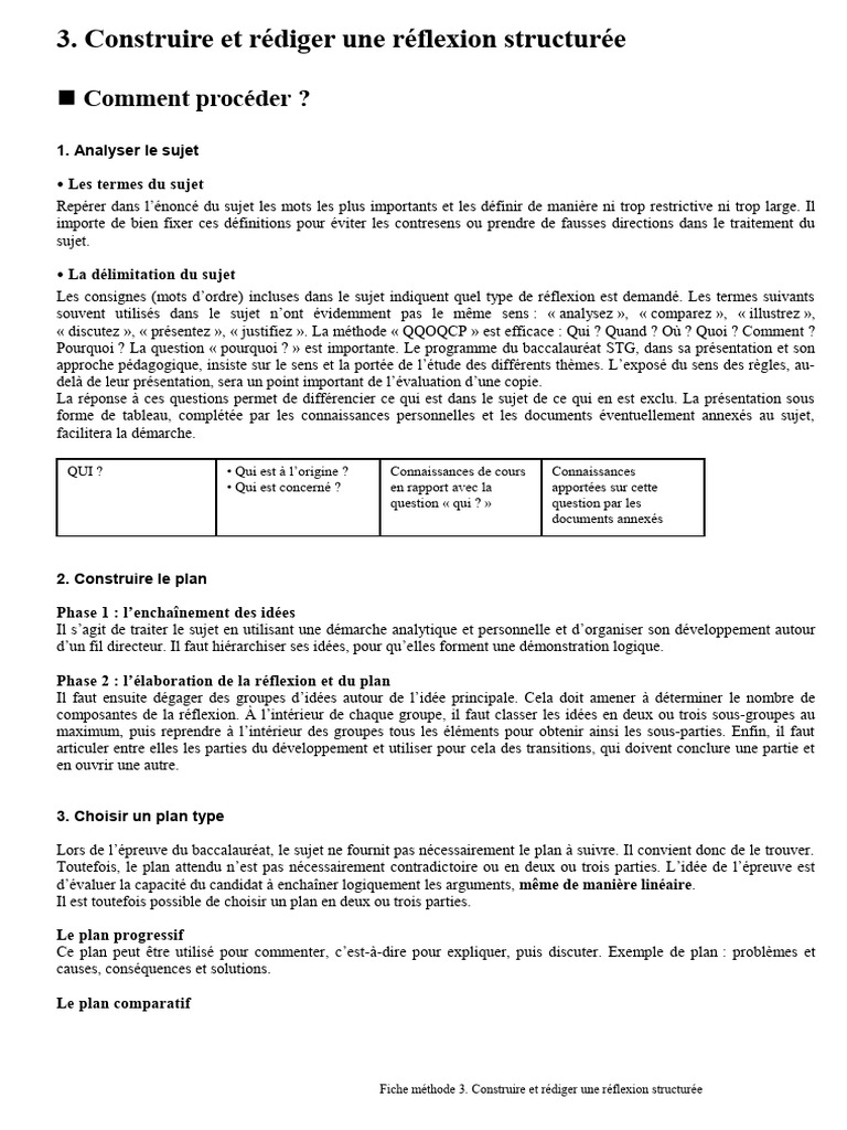 3 Construire Et Rediger Une Reflexion Structuree | PDF | Règlement ...