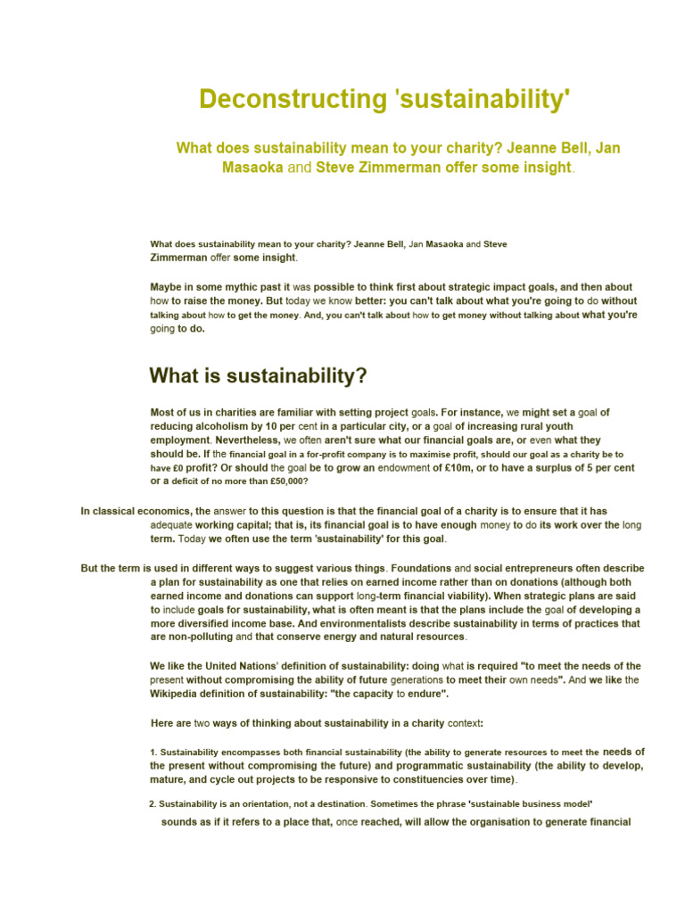 Deconstructing Sustainability | PDF | Sustainability | Business Model