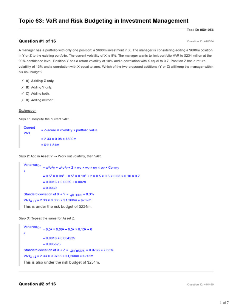 VaR and Risk Budgeting in Investment Management | PDF | Financial Risk ...