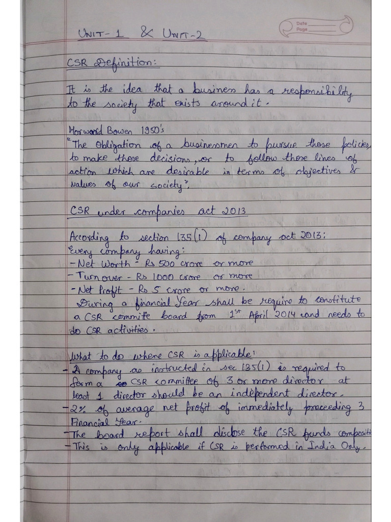 Ritesh CSR Notes | PDF