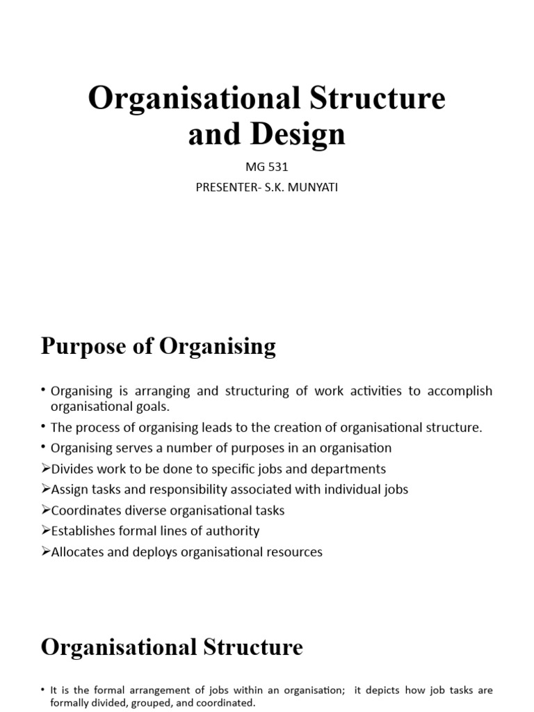 Organisational Structure and Design-MG 531 | PDF | Organizational ...