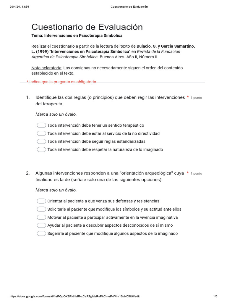 Evaluación - Intervenciones en Psicot Simb | PDF | Ciencias del ...