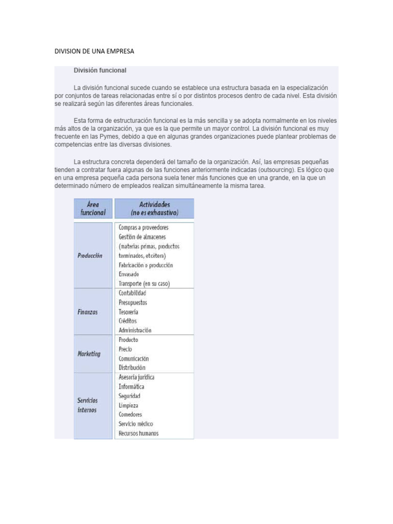 DIVISION DE UNA EMPRESA | PDF
