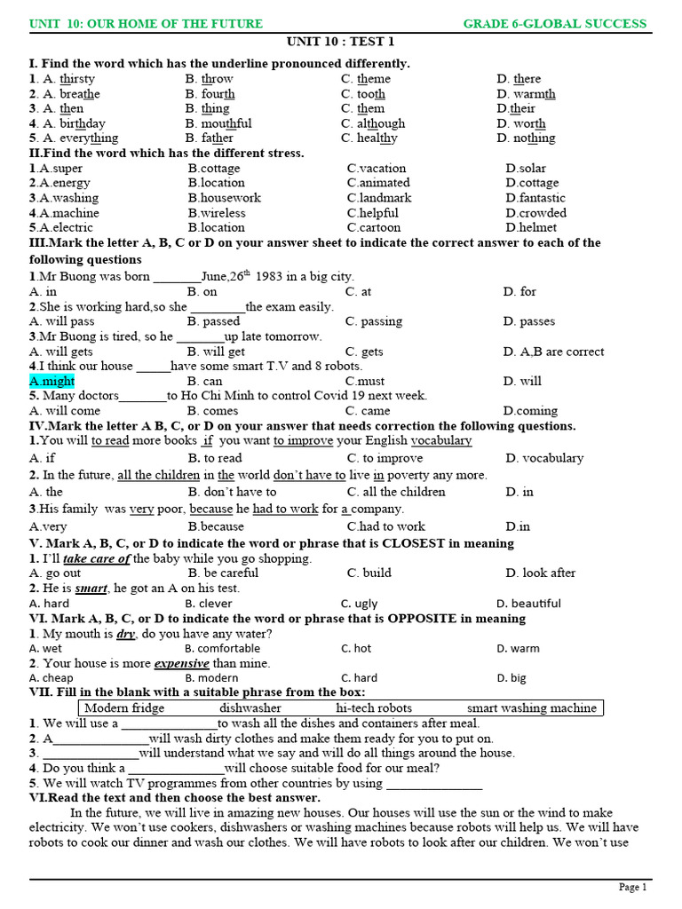 Unit 10 Practice Test Pdf Robot Robotics