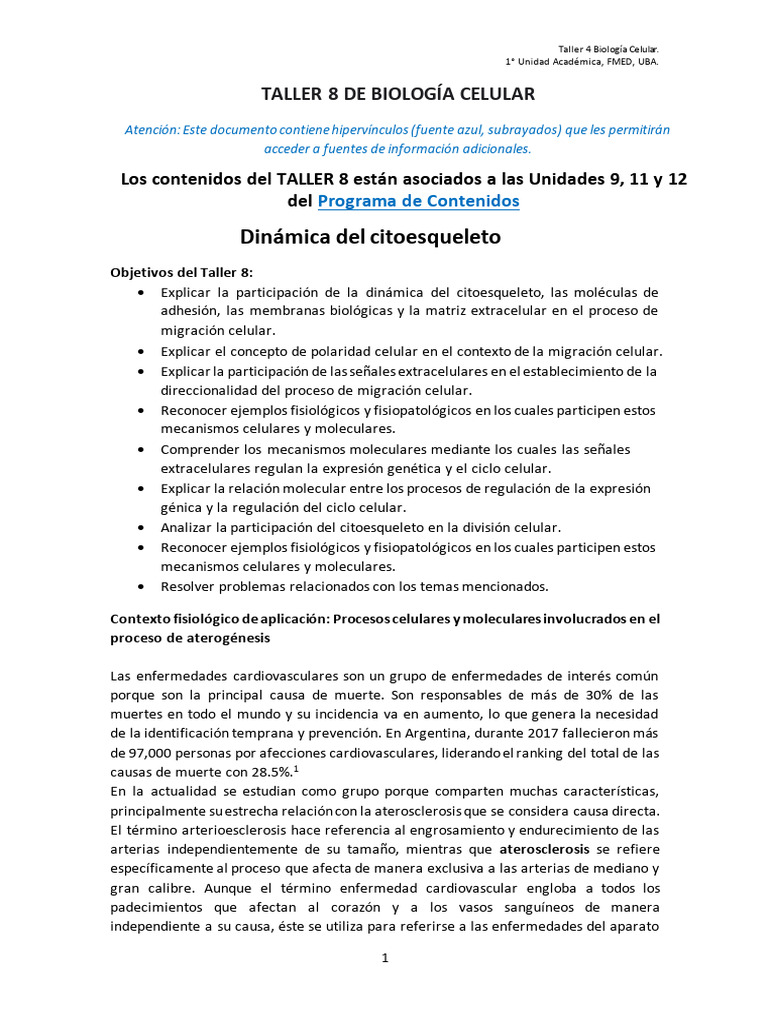 Taller 8 BC 2024 | PDF | Aterosclerosis | Citoesqueleto