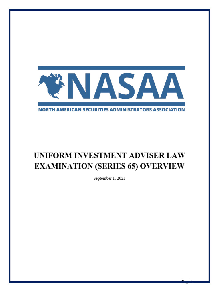 NASAA Series 65 Exam Study Guide | PDF | Stocks | Investment Fund