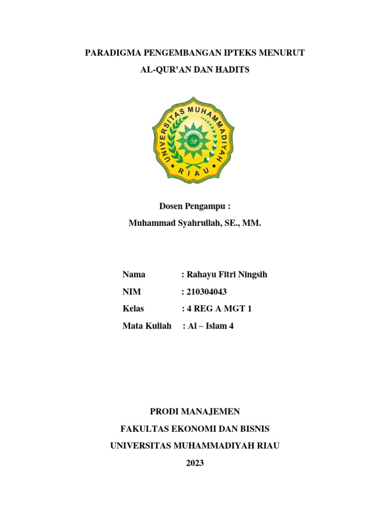 Paradigma Pengembangan Ipteks Menurut Al | PDF