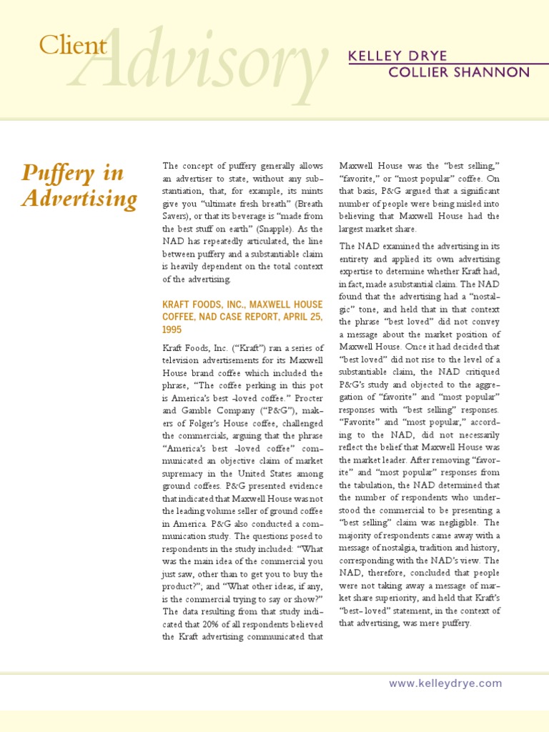 Puffery in Advertising | PDF | Procter & Gamble | Advertising