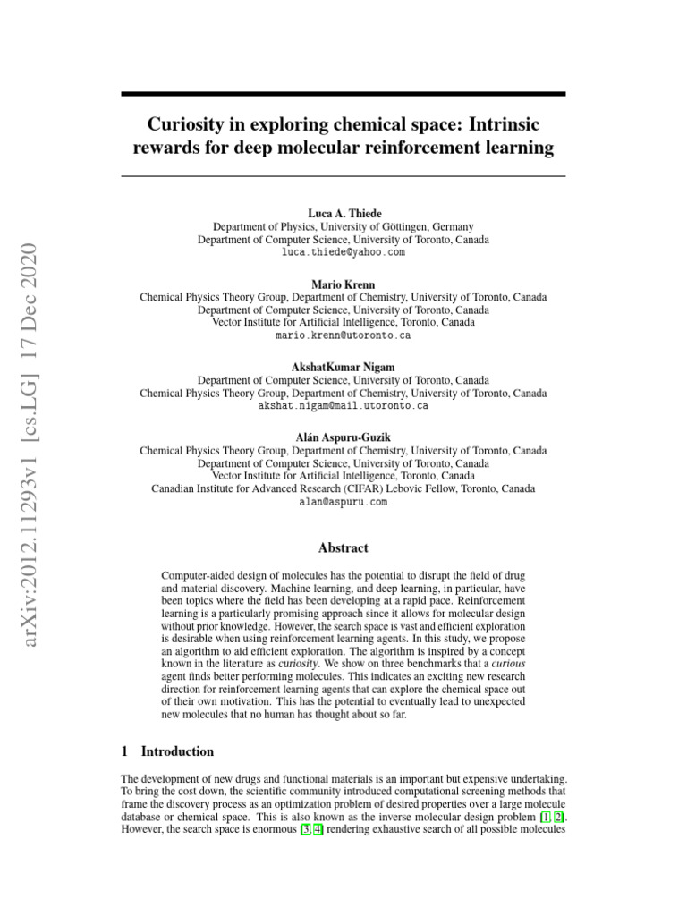 Curiosity in Exploring Chemical Space: Intrinsic Rewards For Deep ...