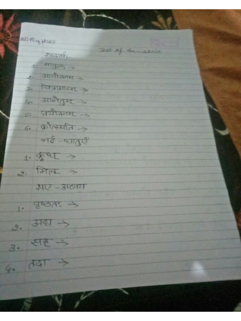 Work Sheet of Sanskrit | PDF
