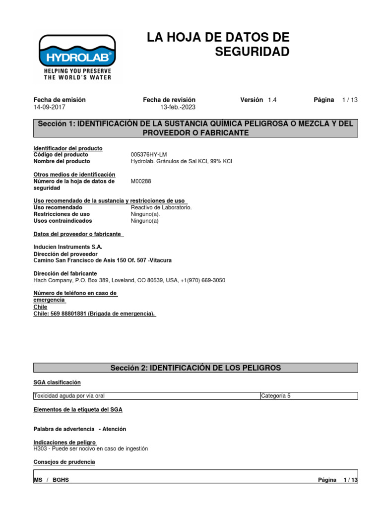 HDS HYDROLAB HL4 - Pellets KCL Sensor PH Integado - PDFSCM Lumina | PDF ...