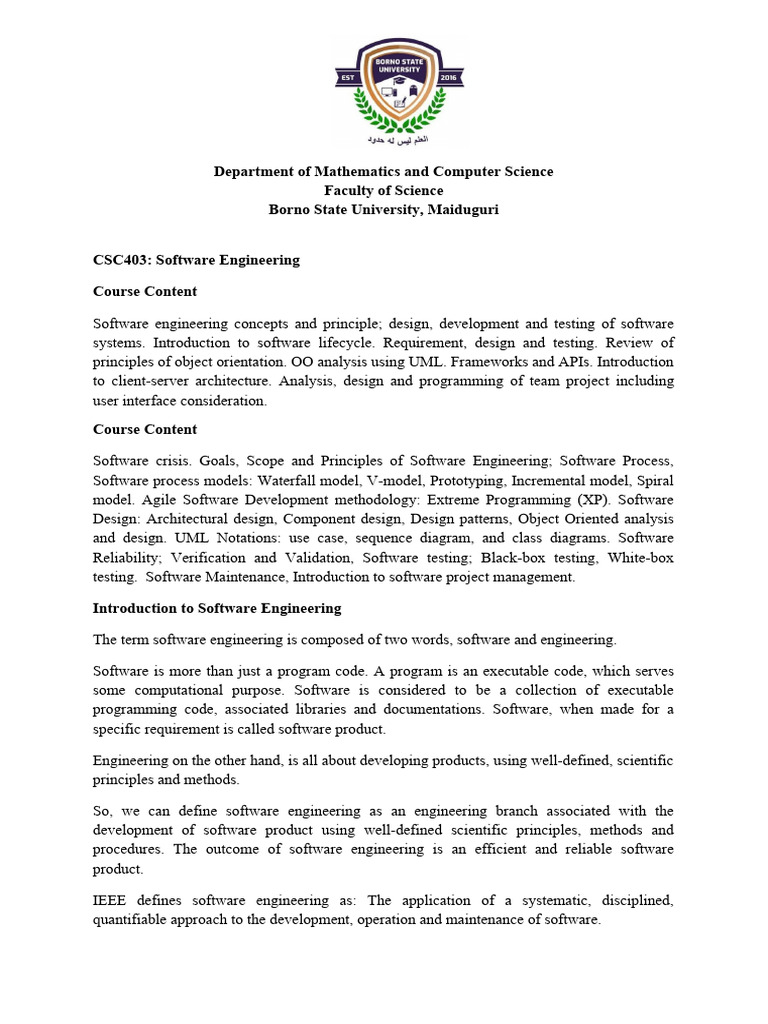 CSC403 - Software Engineering BOSU | PDF | Software Development Process | Modular Programming