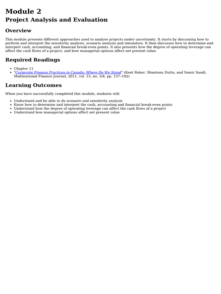 Project Analysis & Evaluation Guide | PDF | Career & Growth | Business