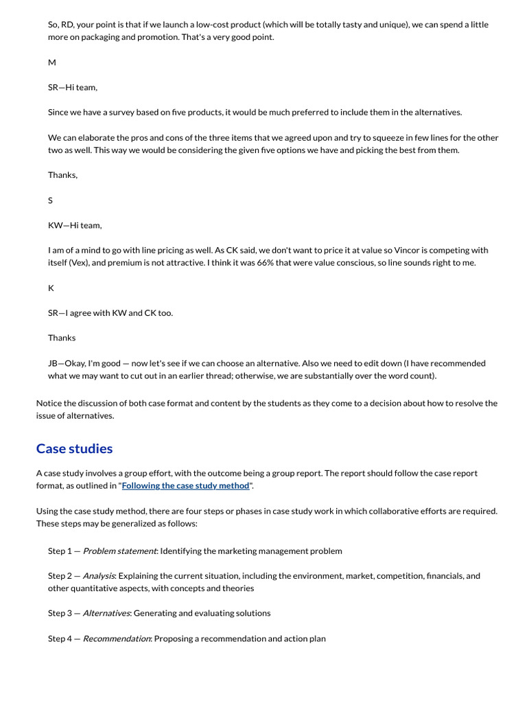 Case Study Instructions | PDF | Market Segmentation | Swot Analysis