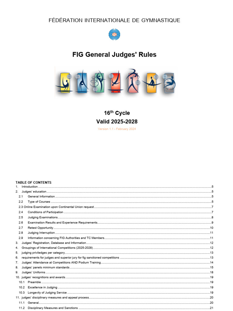 FIG General Judges' Rules 2025-2028 | PDF | Gymnastics