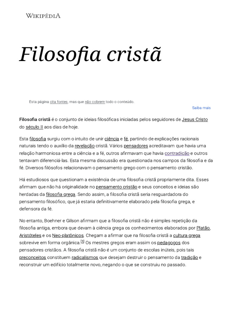 Filosofia Cristã: Fé e Razão Unificadas | PDF | Filosofia Cristã ...