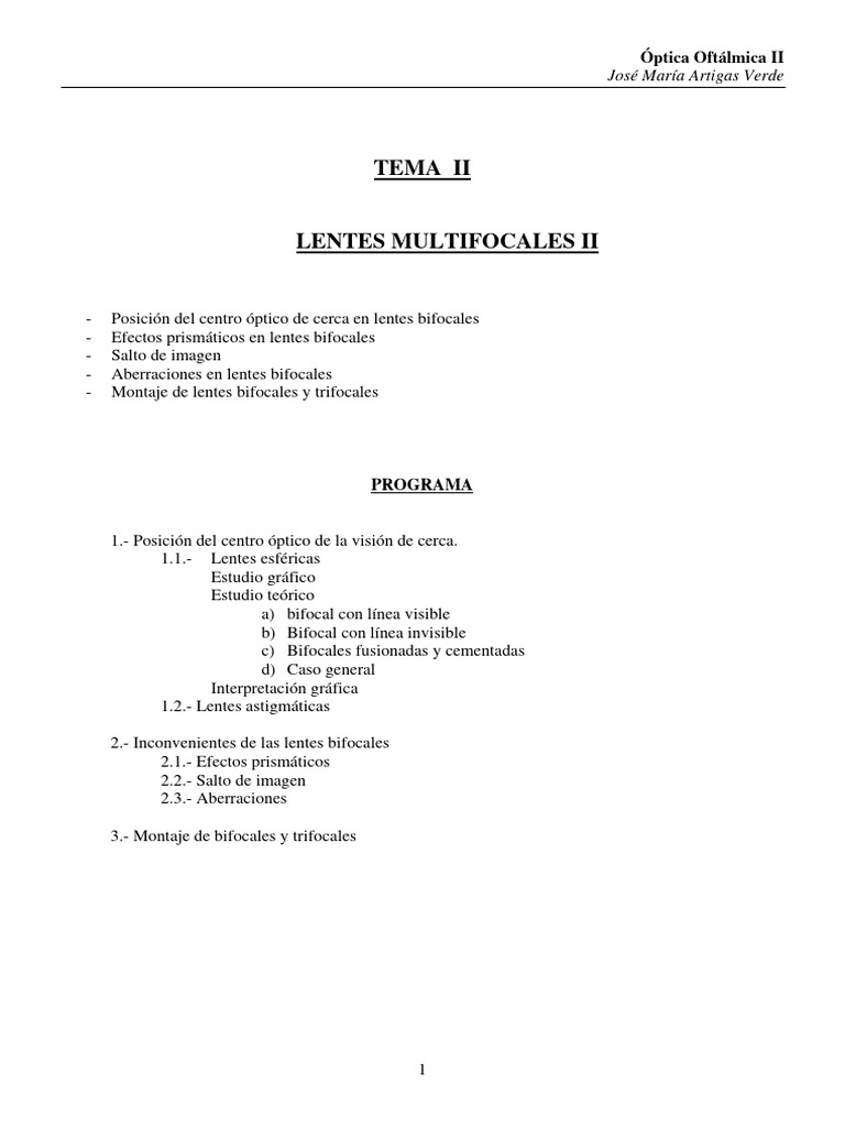 Tema II-Resumen | PDF | Lente de la cámara | Lentes