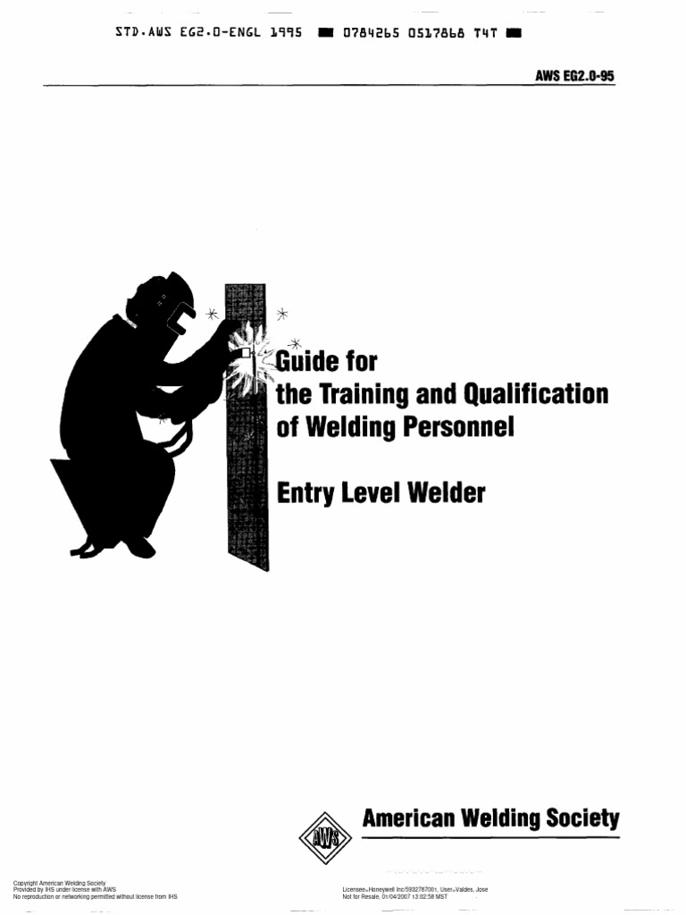 Guide for the trainin and qualification of welding personnel. Entry ...