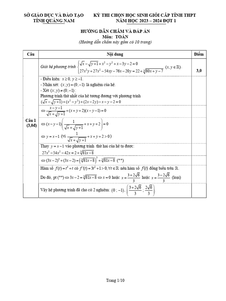 HDC HSG12 Quảng Nam 2023-2024 | PDF