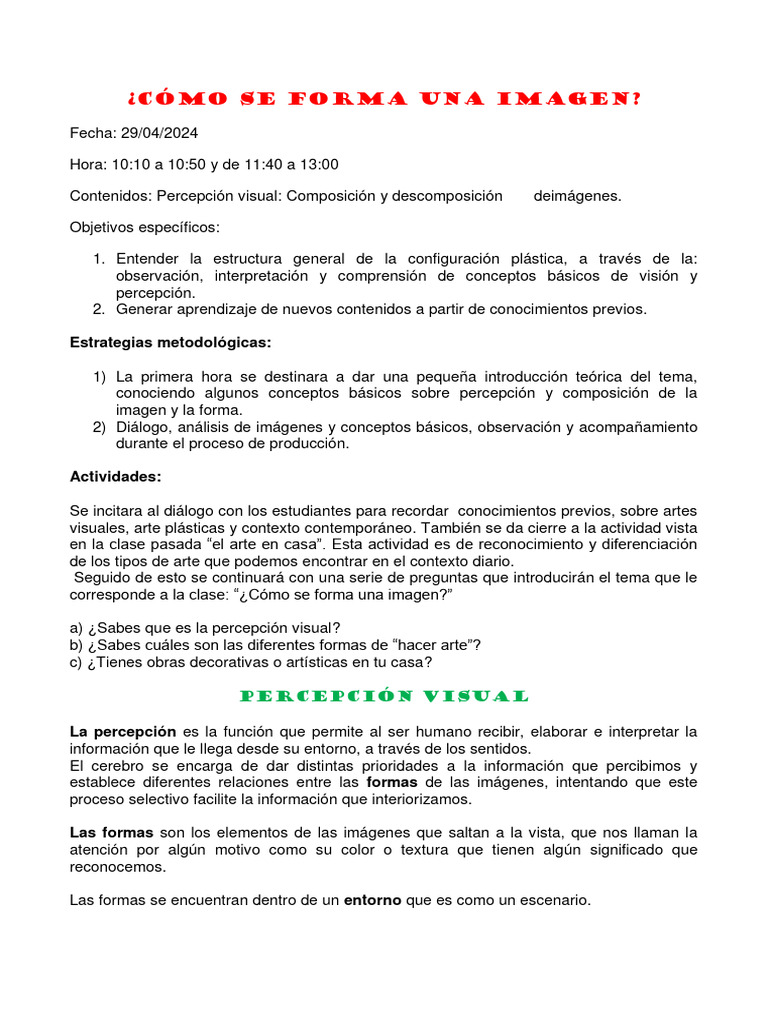 Cómo Se Forma Una Imagen 2I | PDF | Percepción | Imagen
