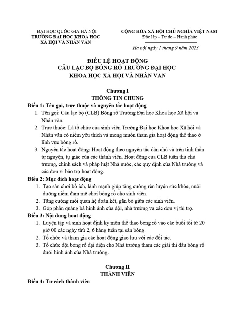 Điều lệ CLB | PDF