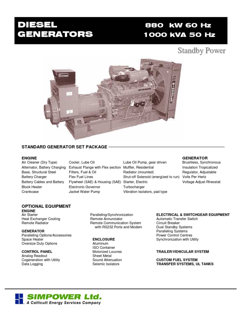 SP880 | PDF | Diesel Engine | Electric Generator