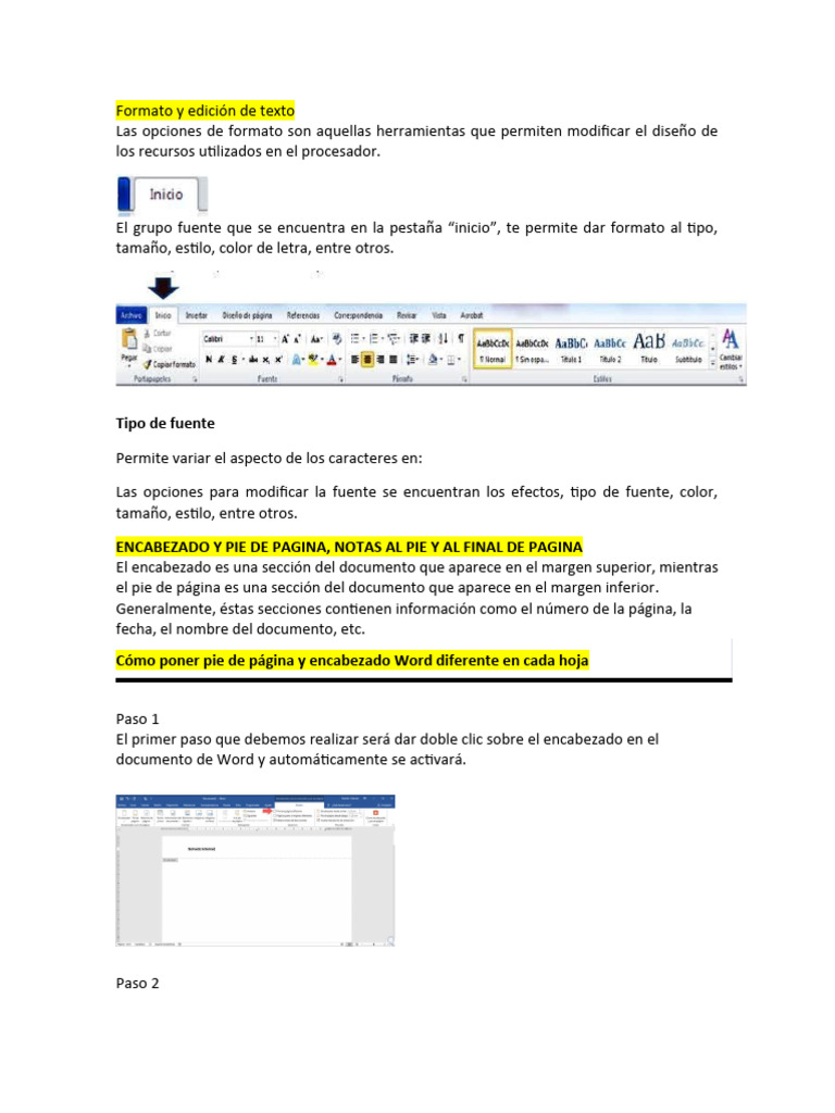 Formato y edición de texto | PDF | Microsoft Word | Informática