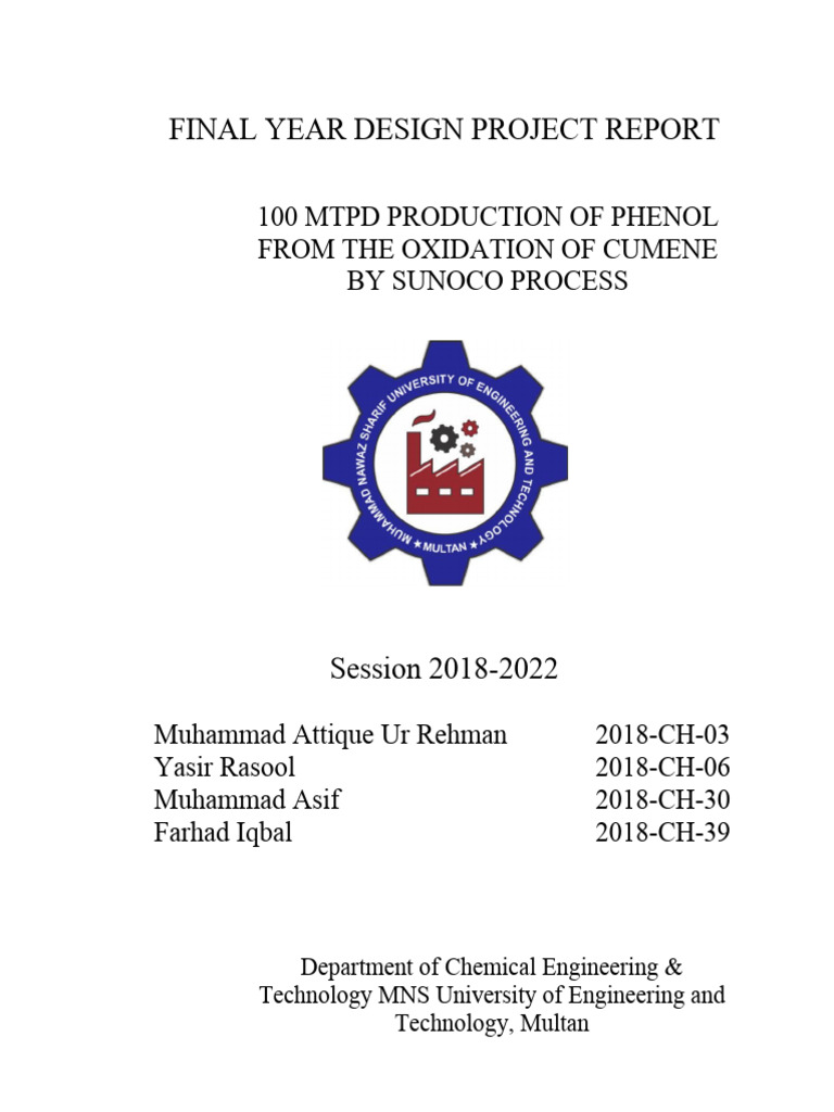 100 (Update Title) PRODUCTION OF PHENOL BY THE OXIDATION OF CUMENE ...