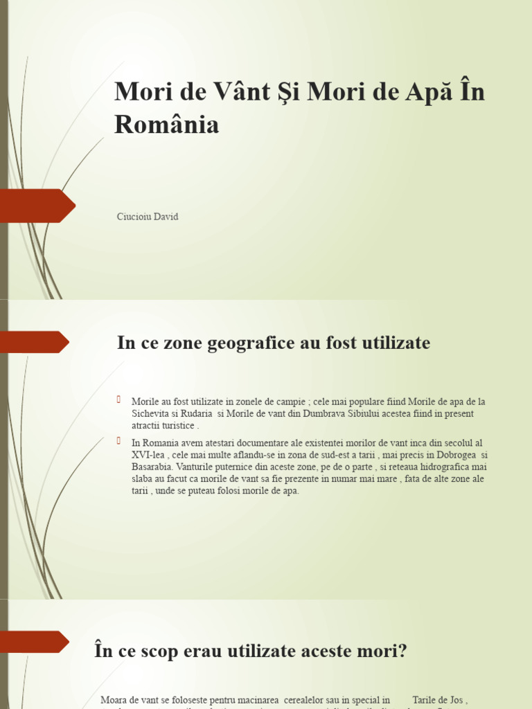 Mori de Vânt Şi Mori de Apă În | PDF