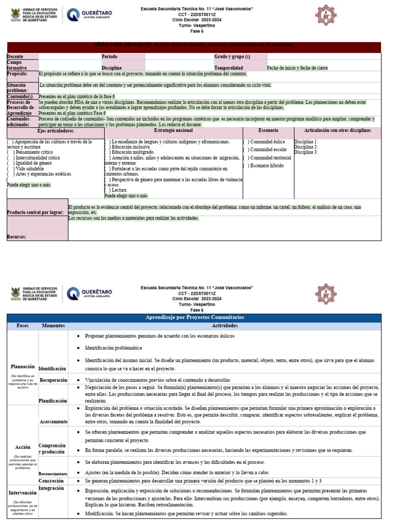 Formato de planeación con explicación ABPC | PDF | Evaluación | Escuelas