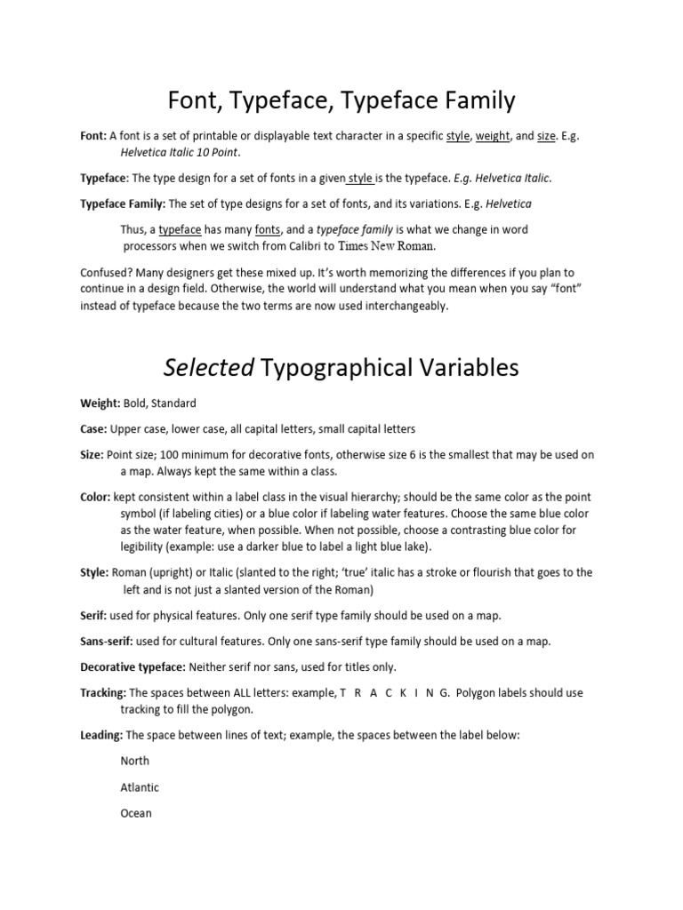 Typefaces Handout | PDF | Typefaces | Serif