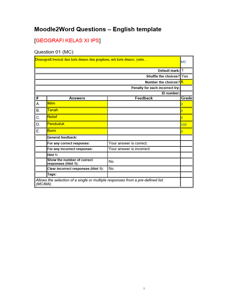 Template Soal Geo Xi Ips | PDF