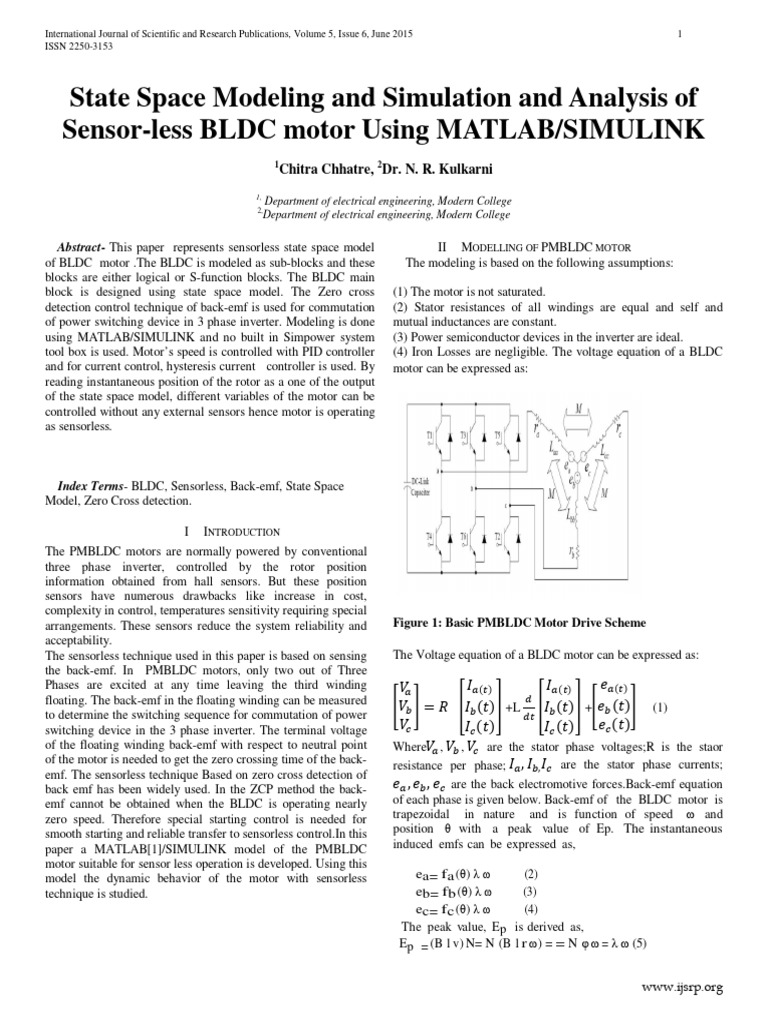 State Space Modeling and Simulation and | PDF | Electric Motor | Power Inverter