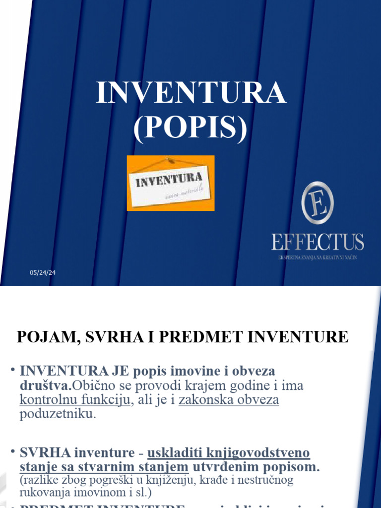 P3-Inventura - Popis Imovine, Poslovni Dogaðaji, Knjigovodstvene ...