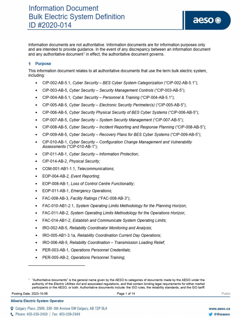 2020-014-Bulk-Electric-System | PDF | Electric Power Transmission ...