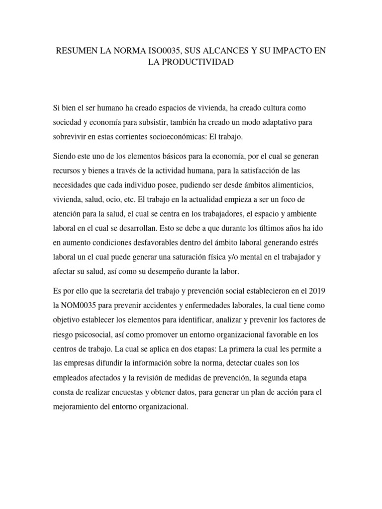 Resumen La Norma Iso0035 | PDF | Business