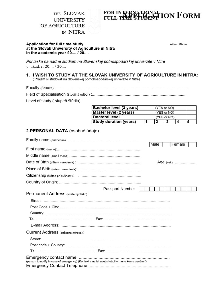 Application Form Full Time Students | PDF