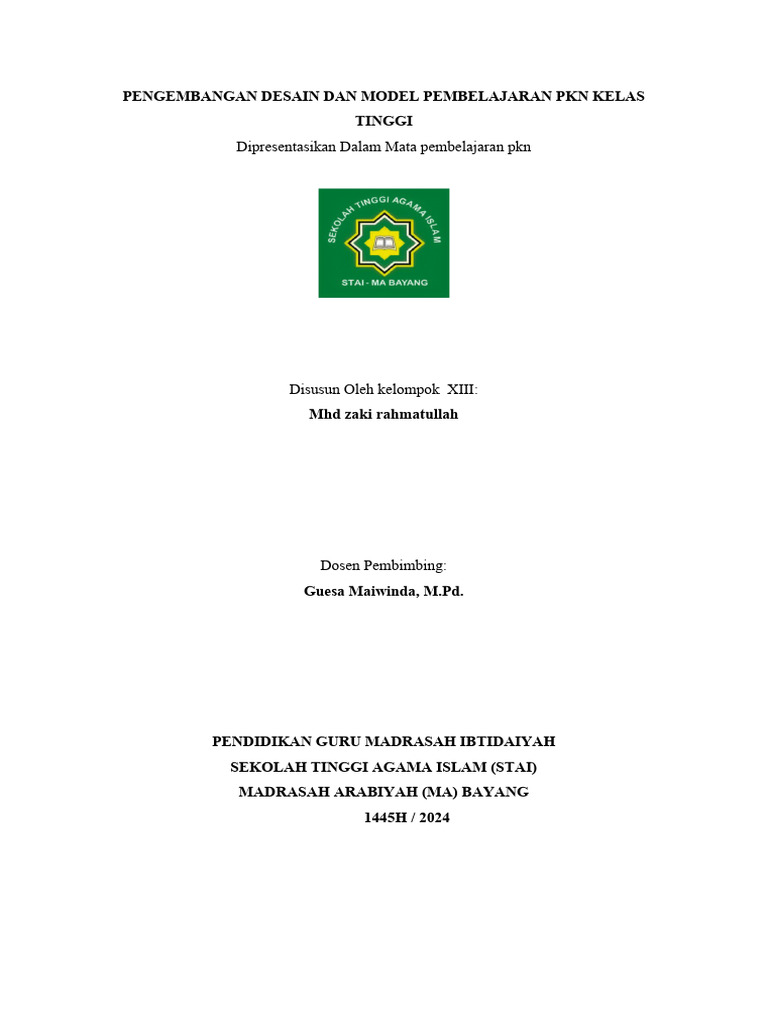 Desain & Model Pembelajaran PKn | PDF