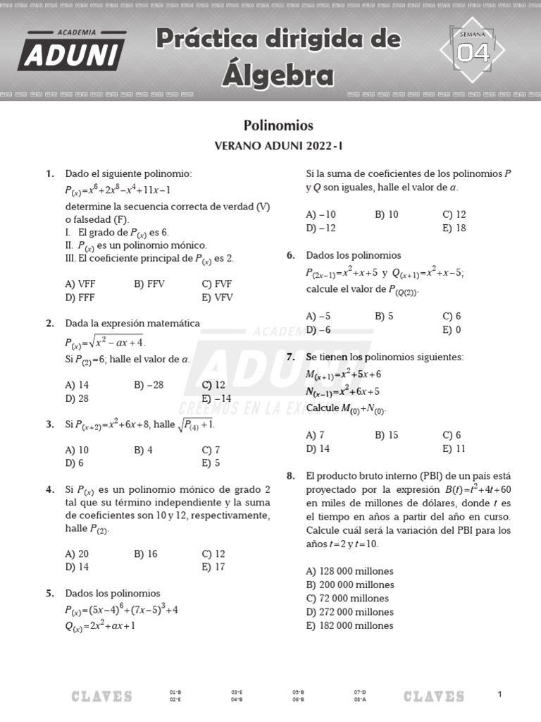 Problemas de Polinomios Resueltos | PDF | Polinomio | Ciencia computacional
