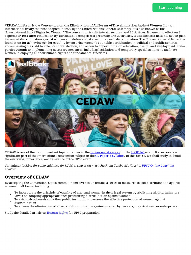 CEDAW - Overview, Significance | PDF